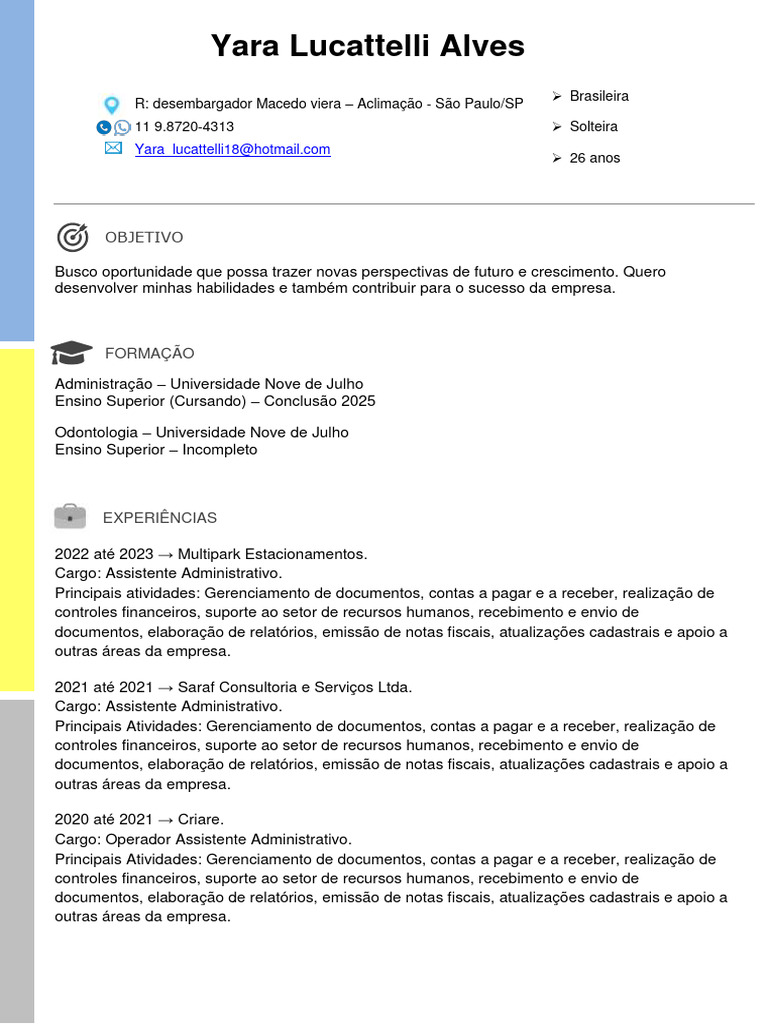 Curriculum Yara Lucattelli 2023 | PDF | Gestão de recursos humanos | Business
