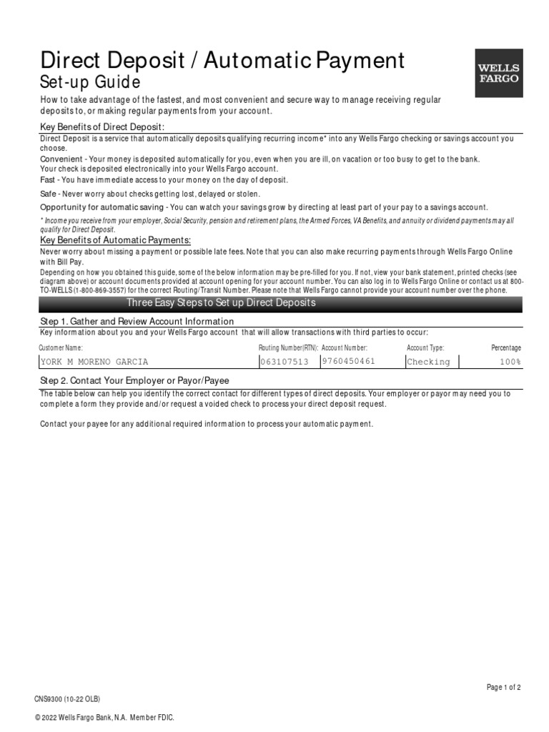 Direct Deposit / Automatic Payment: Set-Up Guide | PDF | Payments ...