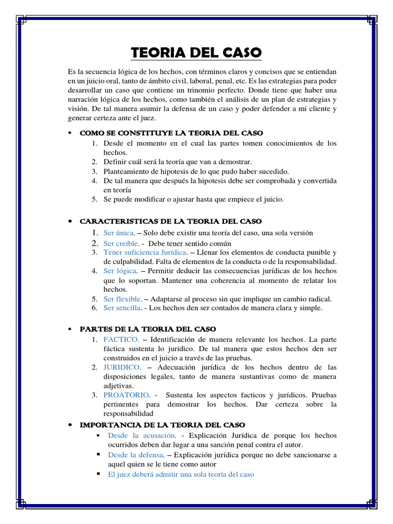 Teoria Del Caso | PDF | Teoría | Fiscal Teoria Del Caso | PDF | Teoría | Fiscal