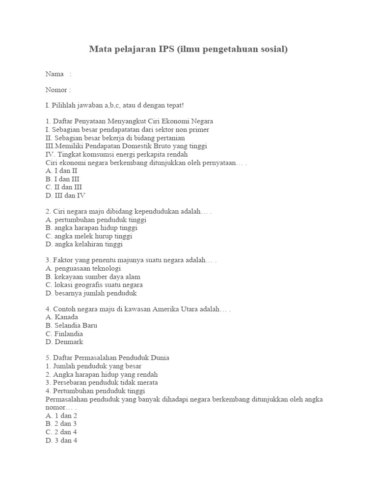 Latihan Soal SAJ IPS 2223 | PDF