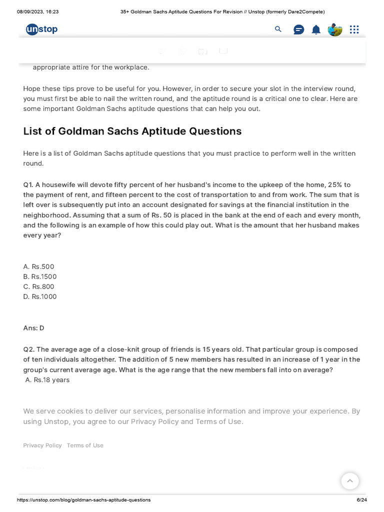 35+ Goldman Sachs Aptitude Questions For Revision - Unstop (Formerly ...