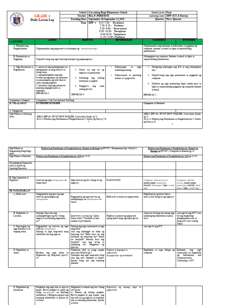 EPP DLL Quarter 1 Week2 | PDF