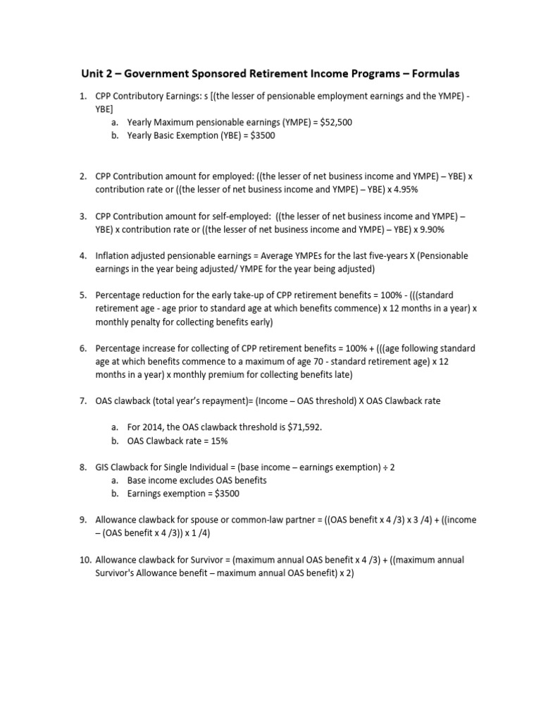 Unit 2 - Formulas | PDF