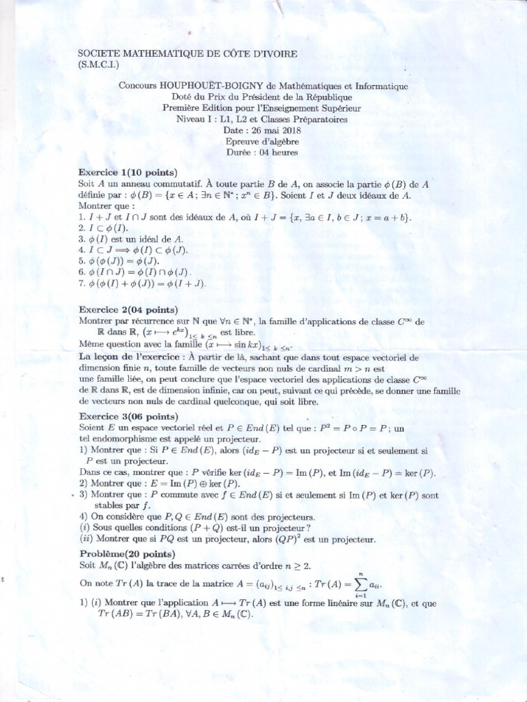 Concours - MATH ALGEBRE | PDF