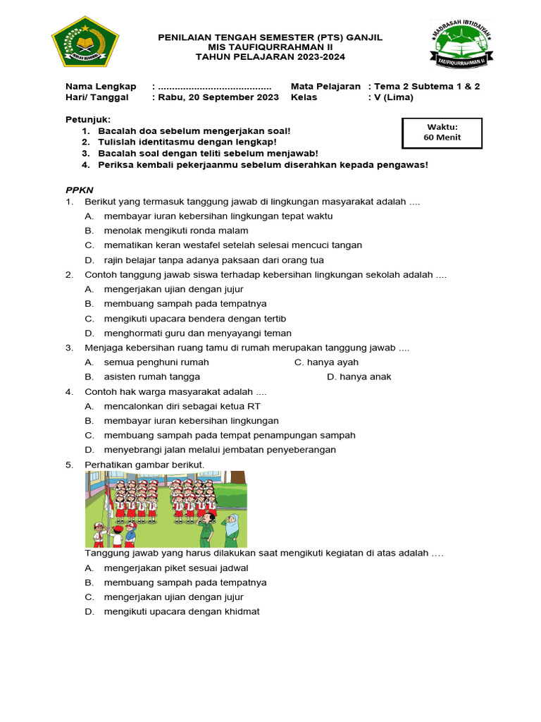 PTS Kelas 5 Tema 2 ST 1&2 | PDF