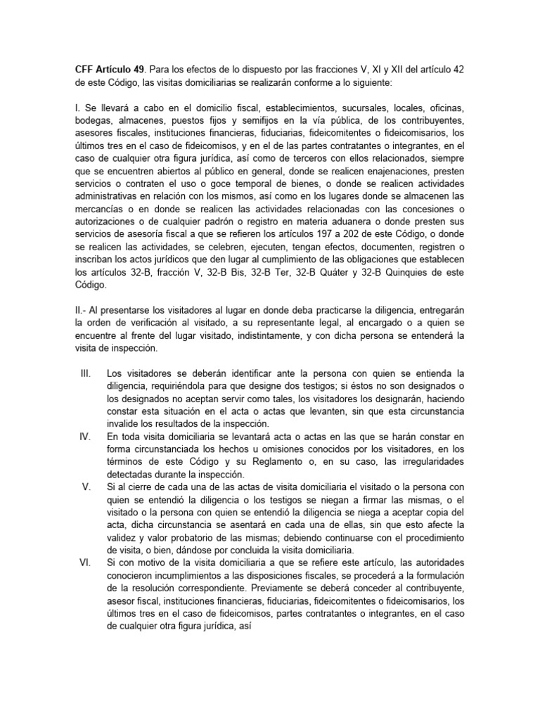 CFF Artículo 49 | PDF | Ley de fideicomiso | Gobernancia