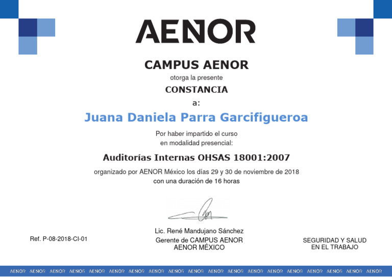 Constancia Daniela Parra 2018 - BOSCH | PDF