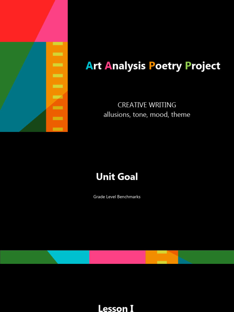RT Nalysis Oetry Roject: Creative Writing Allusions, Tone, Mood, Theme ...
