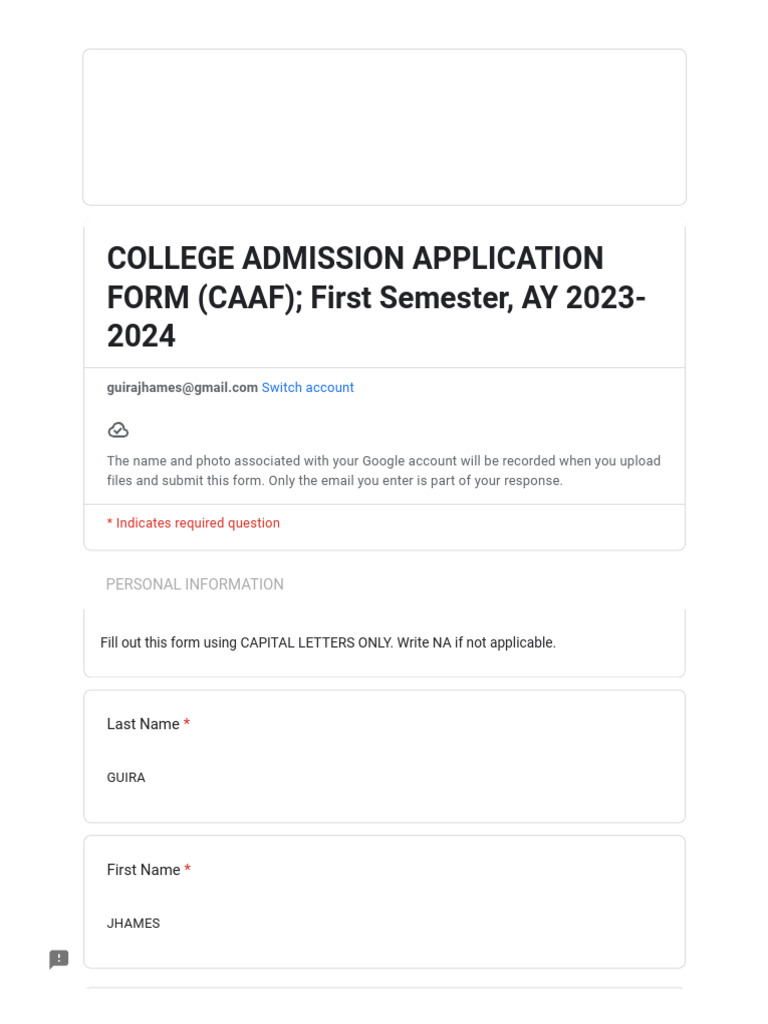 College Admission Application Form Page 3 | PDF