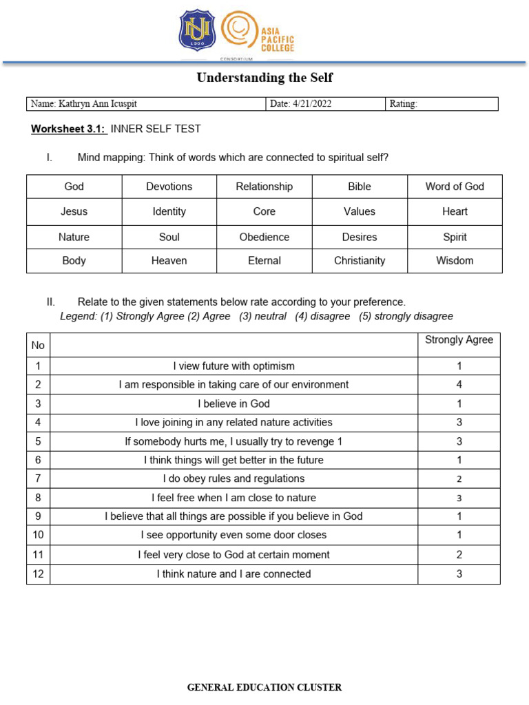 Worksheet 3.1 | PDF