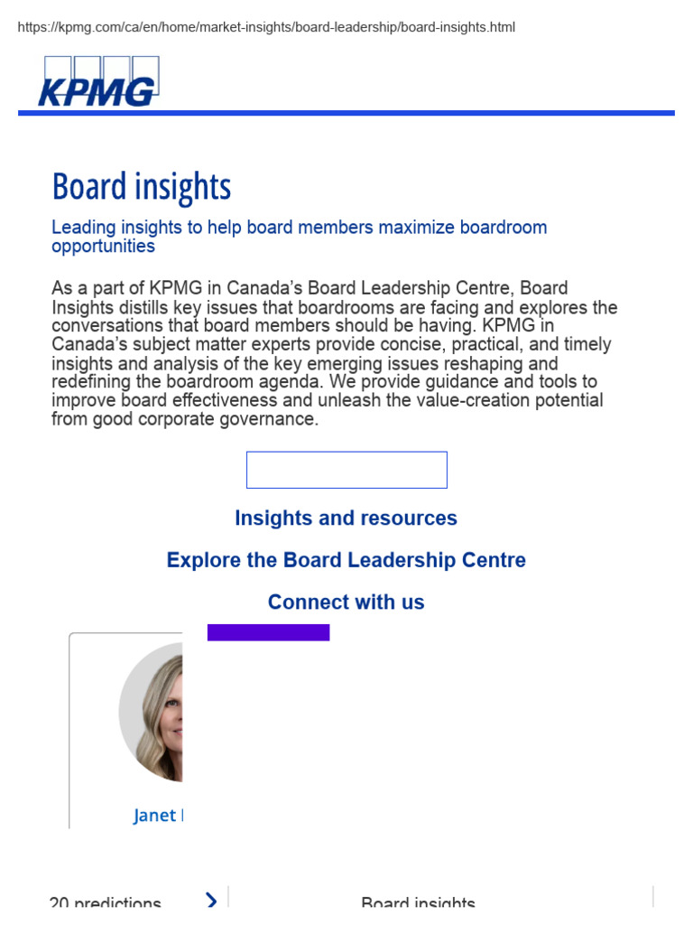 Board Insights - KPMG Canada | PDF | Business | Business Economics