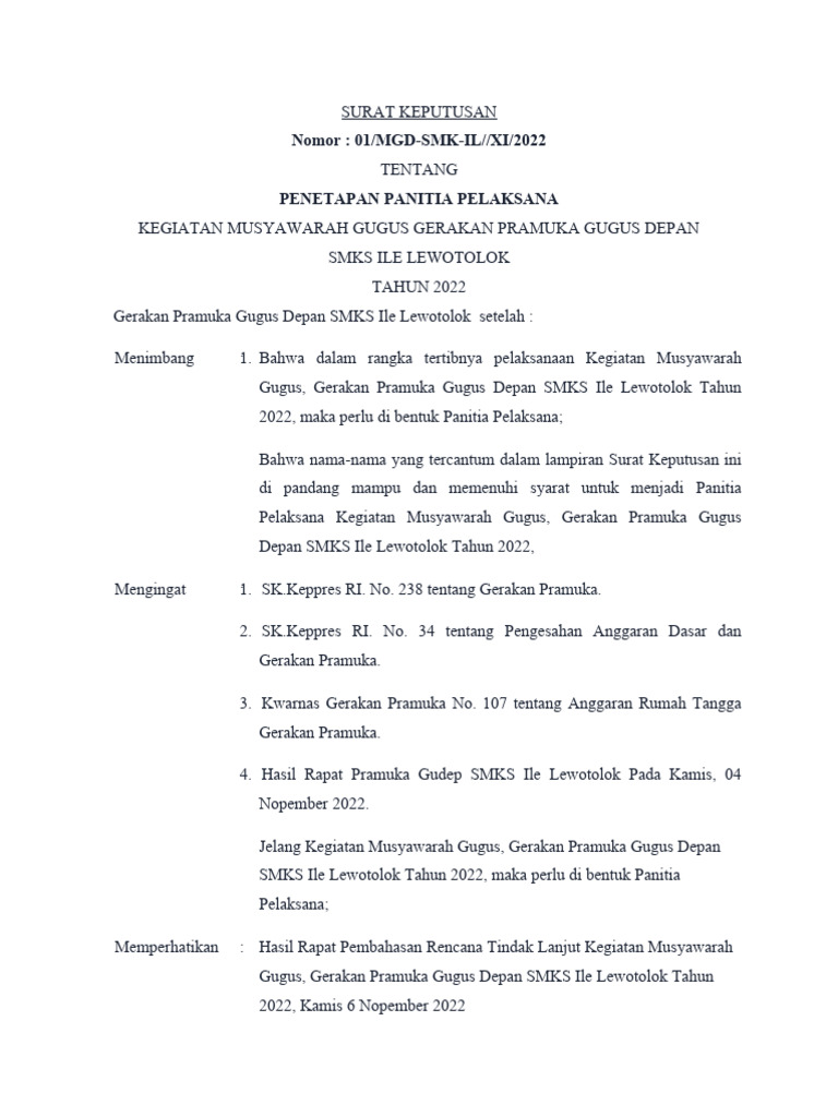Surat Keputusan Gugus Depan | PDF