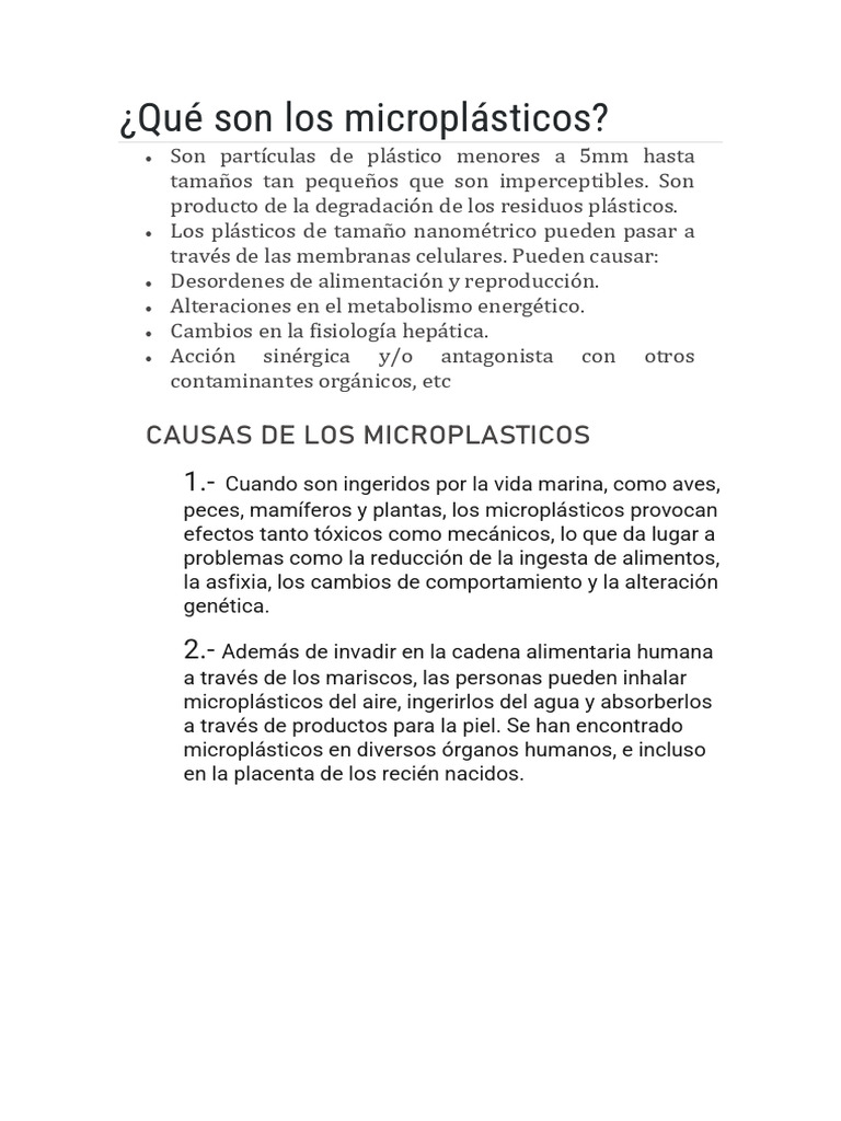 Impacto y Origen de los Microplásticos | PDF | El plastico | Contaminación