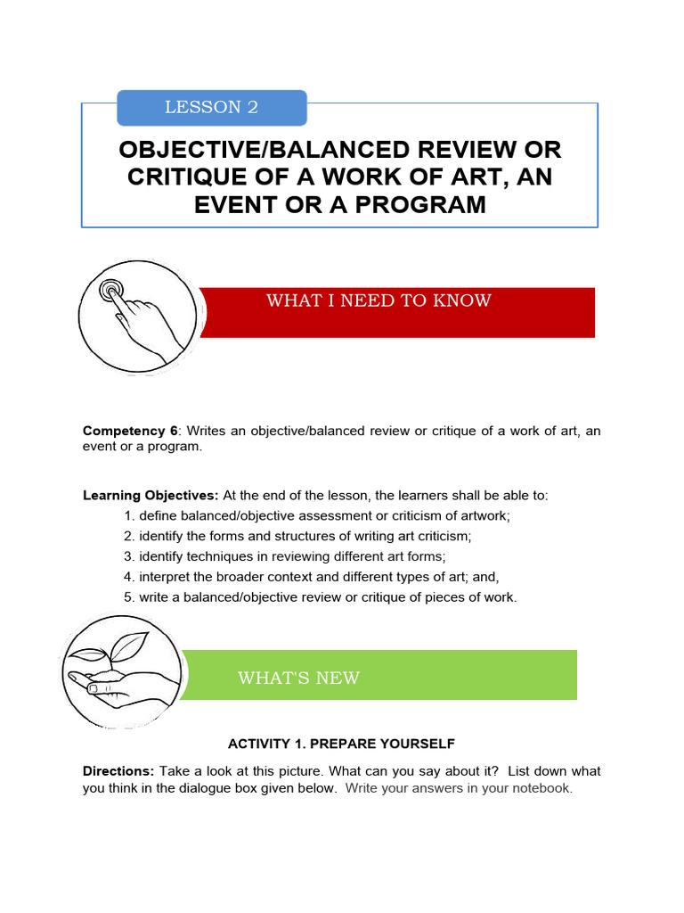 Lesson 2-3 | PDF | Composition (Visual Arts) | Paintings