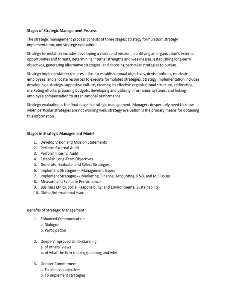 MGT7 Stages of Strategic Management Process | PDF | Strategic ...