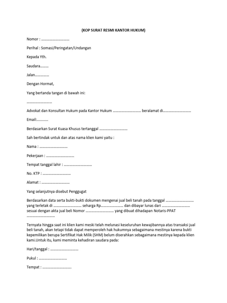 Contoh Surat Somasi Penyerobotan Tanah 4 | PDF