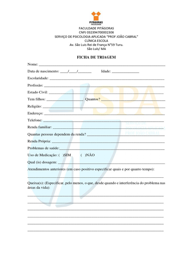 Ficha de Triagem 2020 | PDF | Medicina Clínica | Sistema de saúde