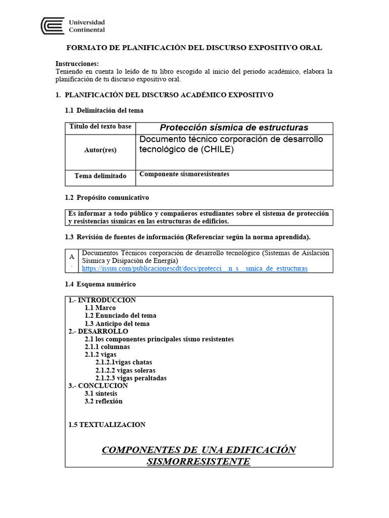 Formato de Planificación Del Discurso Expositivo Oral | PDF | Concreto ...