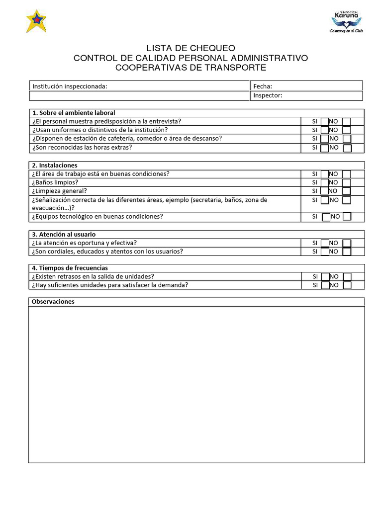 Check-List Personal Administrativo | PDF