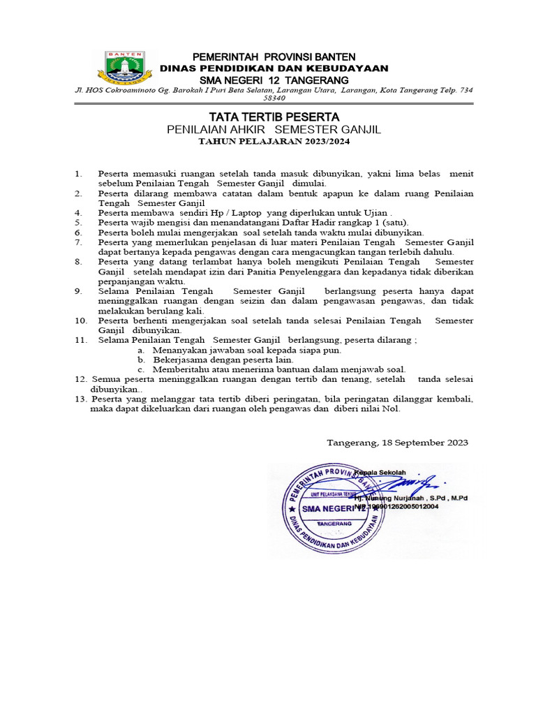 Tata Tertib Uts 2023 | PDF