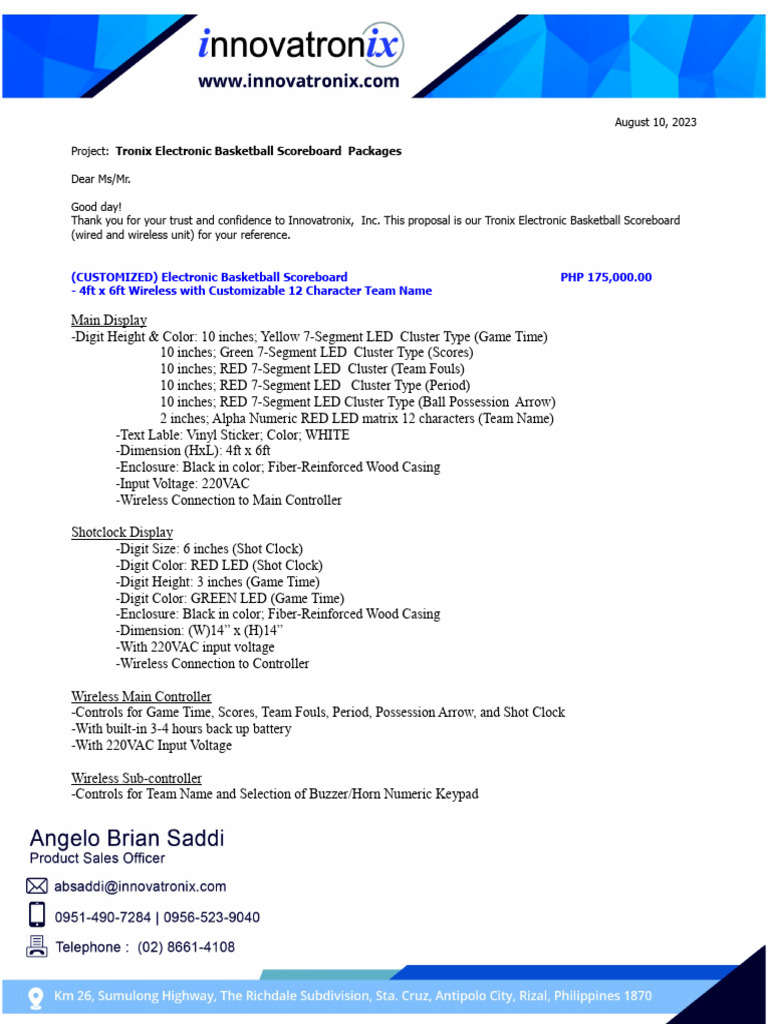 Customized & TRONIX SCOREBOARD PACKAGES | PDF | Electrical Engineering ...