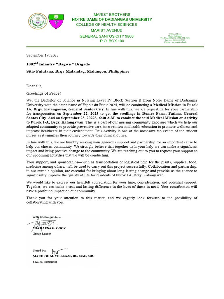 Letter For COPAR | Download Free PDF | Nursing | Service Industries