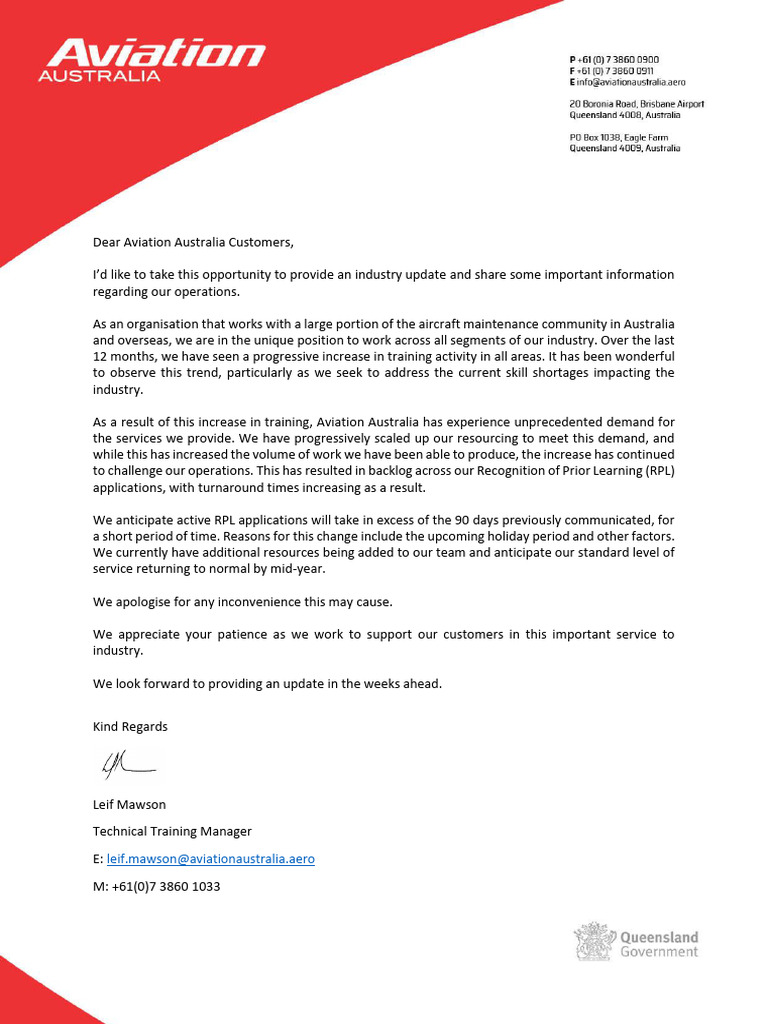 Aviation Australia RPL Updates | PDF