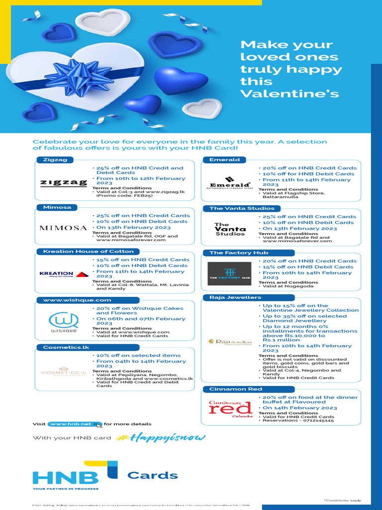 HNB Valentine Offer 2023 | PDF | Payments | Retailing