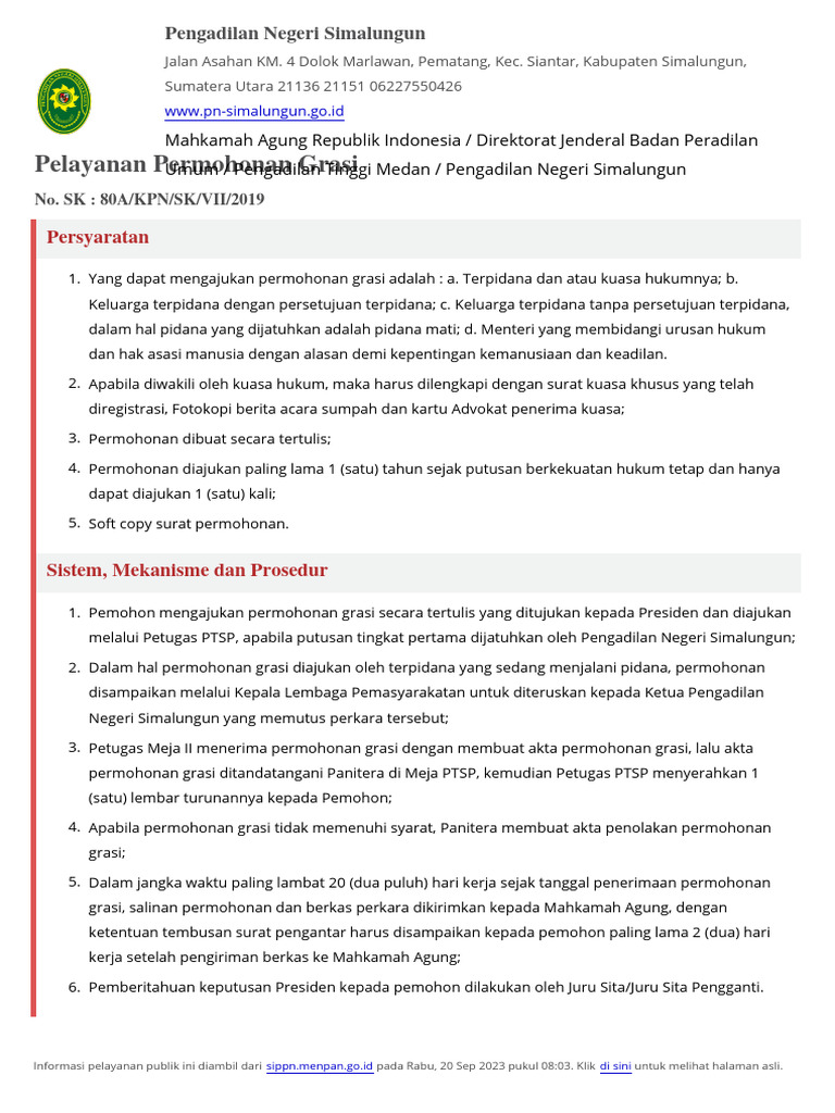 Unduh Standar Pelayanan - Pelayanan Permohonan Grasi | PDF | Hukum