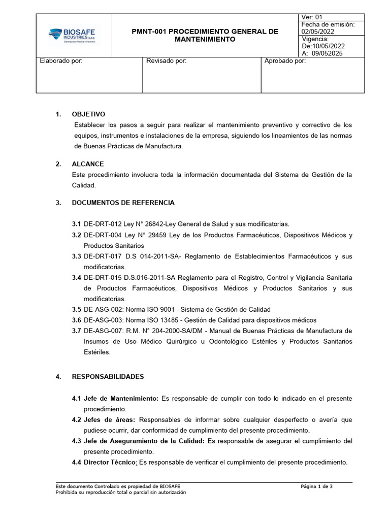 Pmnt-001 Procedimiento General de Mantenimiento | PDF | Informática ...