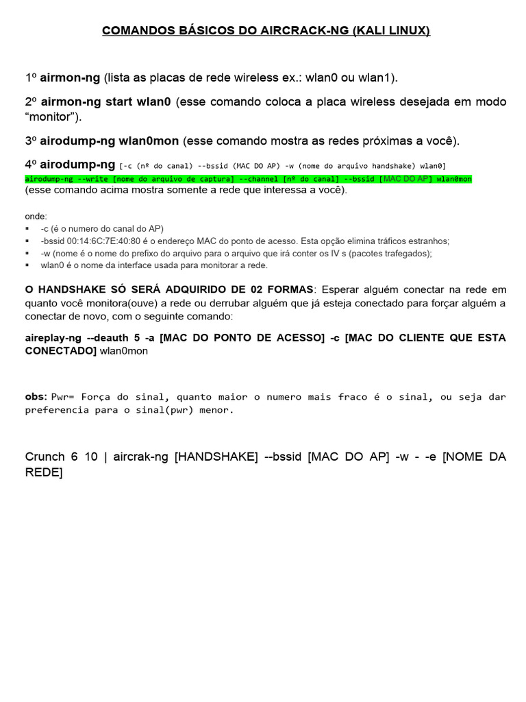 Comandos Básicos do Aircrack-ng | PDF
