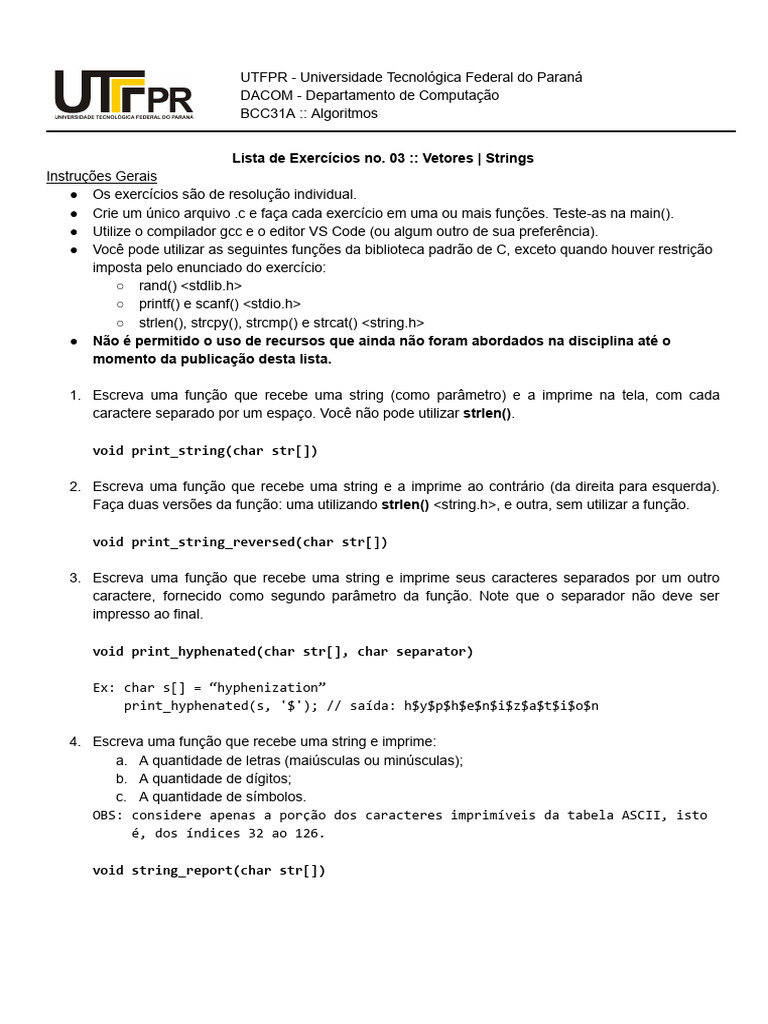Exercicios03 Strings | PDF | Caixa alta e caixa baixa | String (Ciência ...