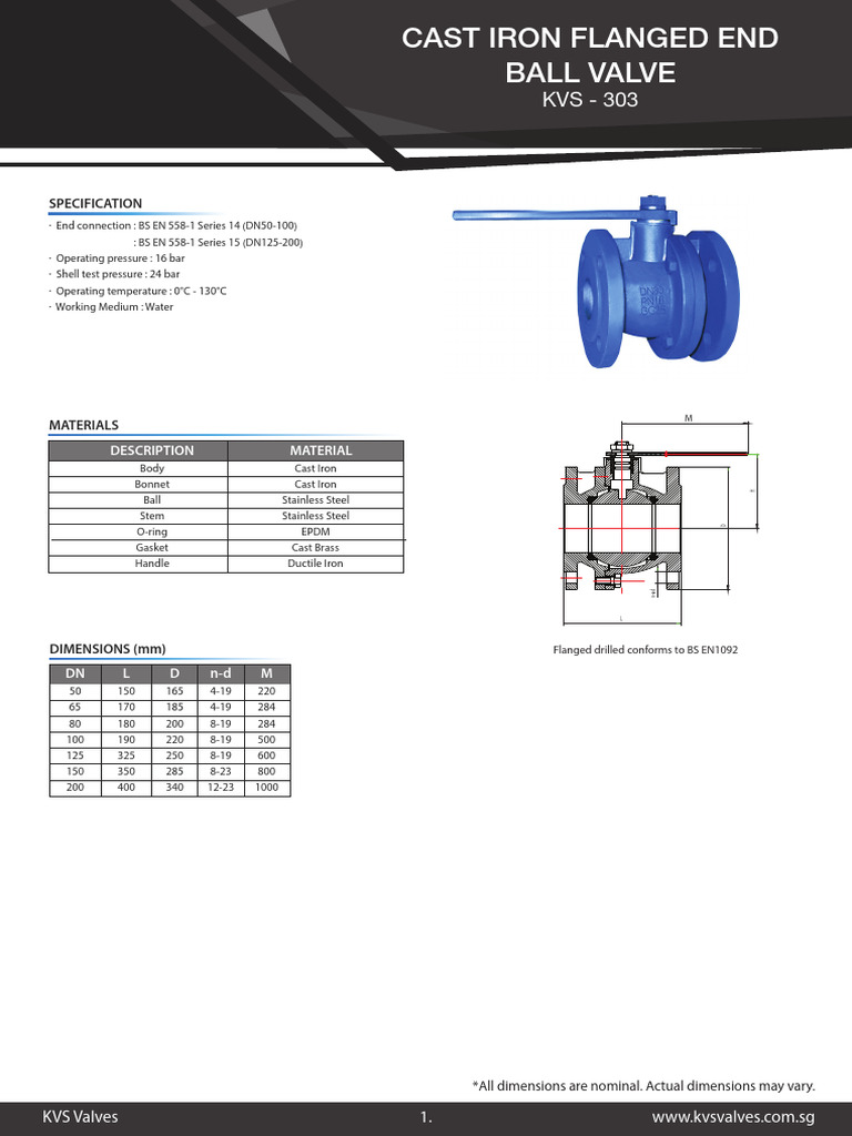 Cast Iron Flanged End Ball Valve | PDF