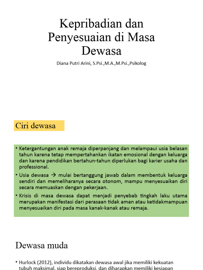 Penyesuaian Dewasa dan Hubungan | PDF