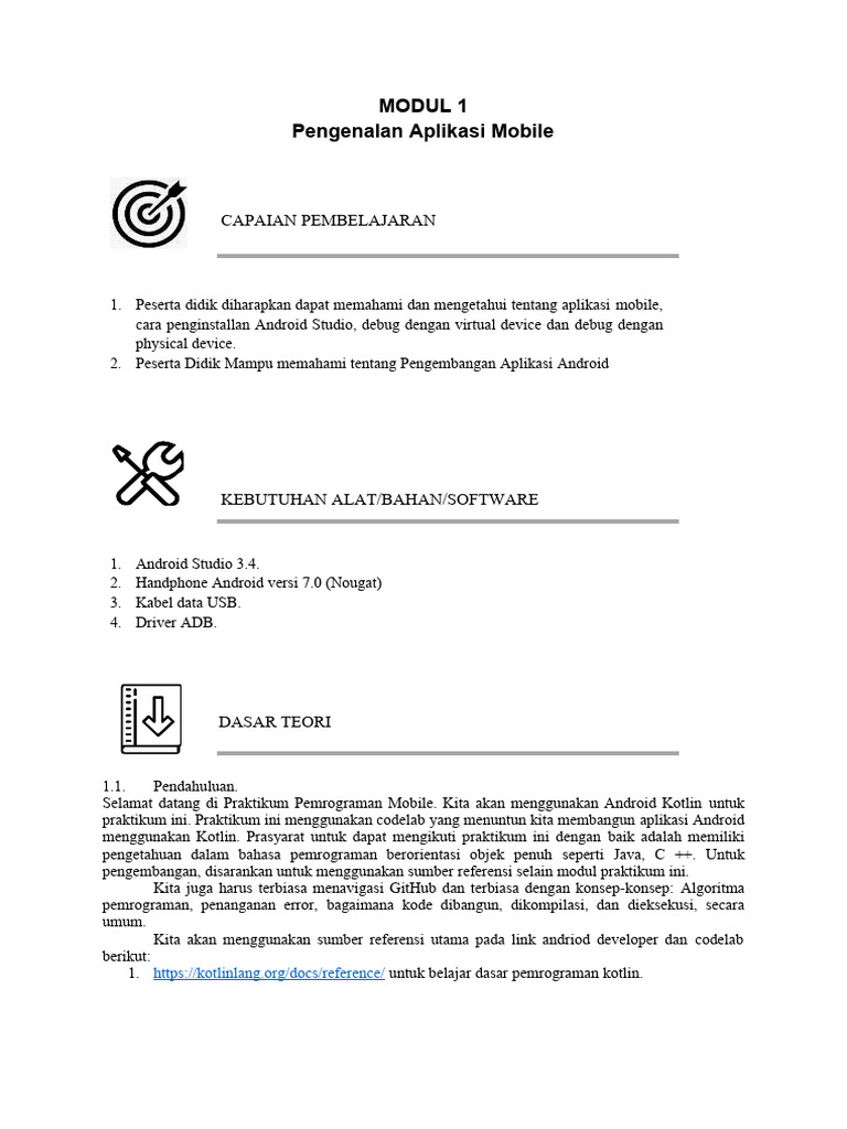 MODUL 1 Pemrograman Perangkat Bergerak | PDF