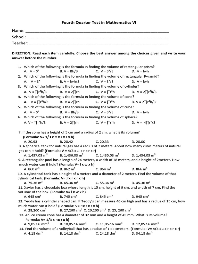Fourth Periodical Test Pdf Elementary Geometry Euclidean Geometry