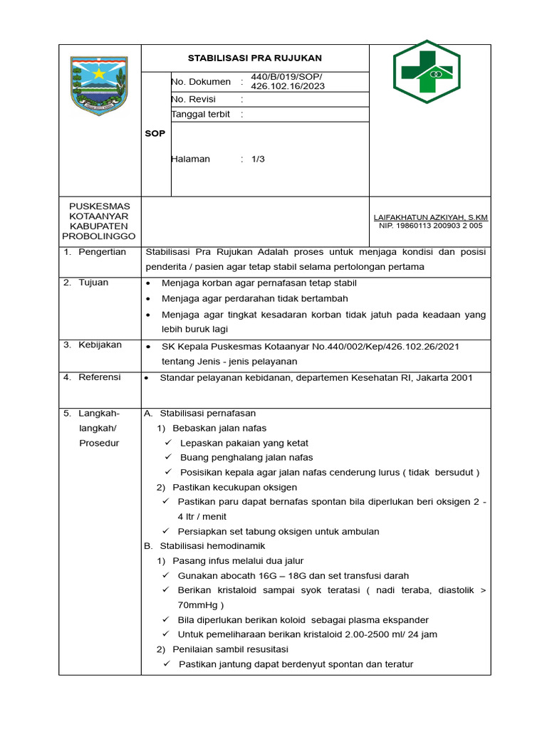 SOP Pra Rujukan | PDF