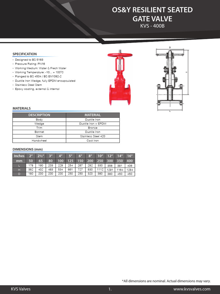Os&y Resilient Seated Gate Valve | PDF