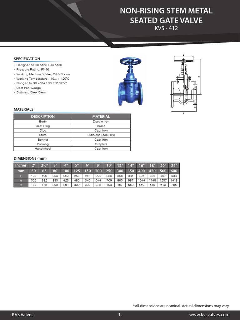 Non-Rising Stem Metal Seated Gate Valve | PDF