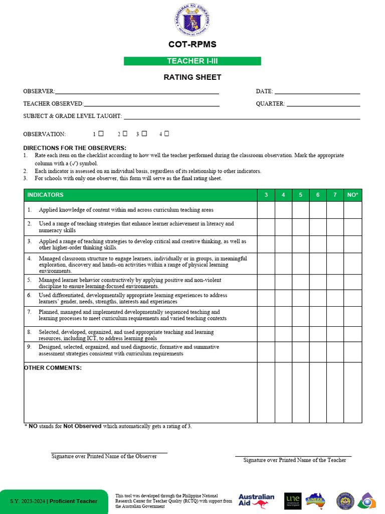 New C.O. Form As of March 2023 | Download Free PDF | Learning | Teachers