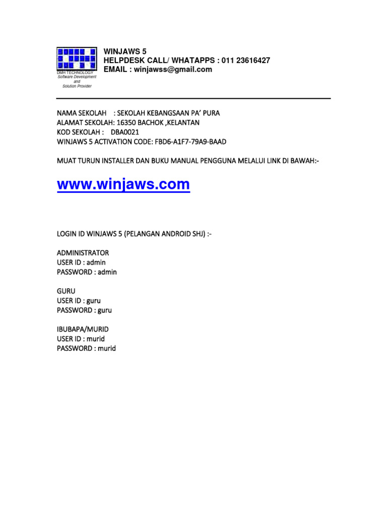 Winjaws 5 Activation Code | PDF