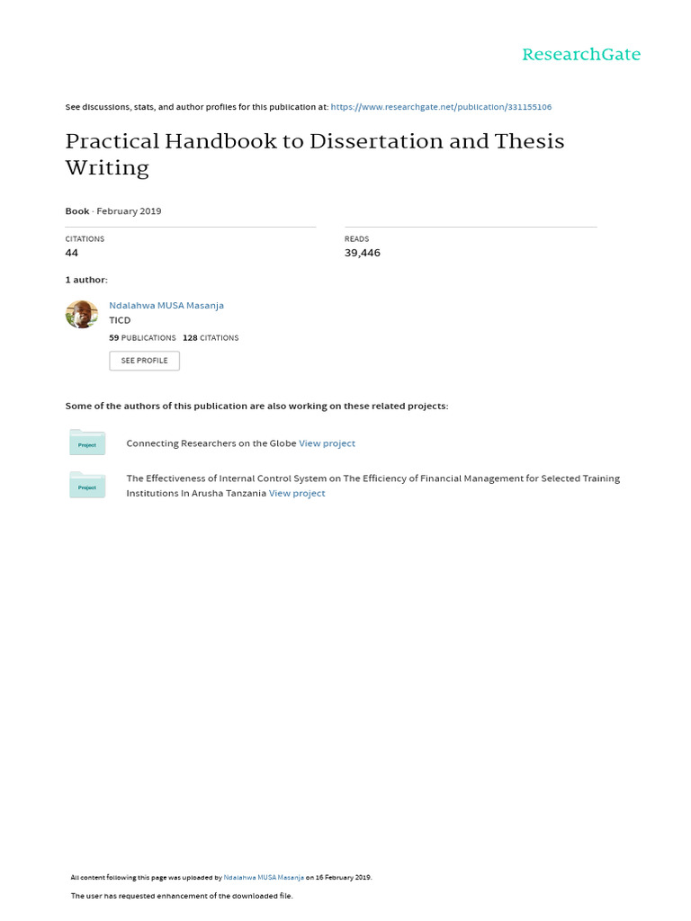 Practical Handbook To Dissertation and Thesis Writing | PDF | Thesis ...