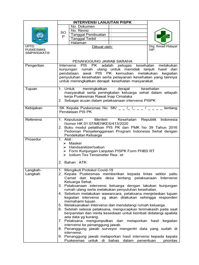 Sop Intervensi Lanjutan | PDF
