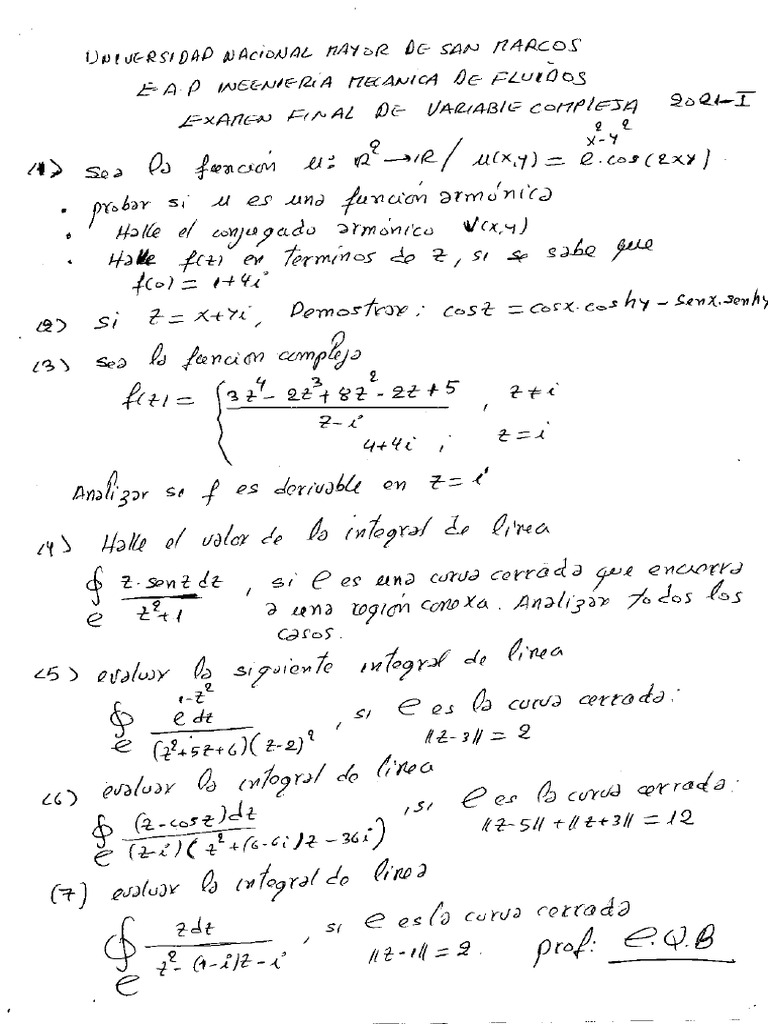 Examen Final de Variable Compleja | PDF
