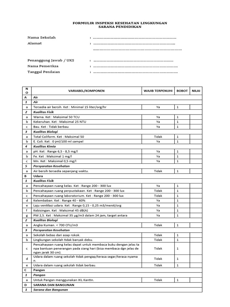 FORM IKL SARANA PENDIDIKAN | PDF