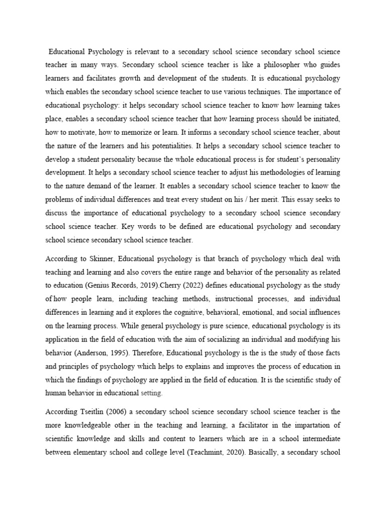Importance of Psychology | PDF | Educational Psychology | Science Education