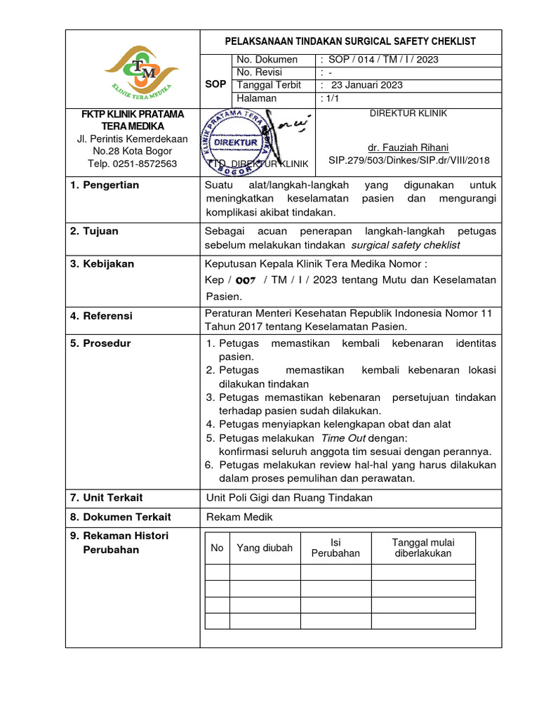 Spo Surgical Safety Cheklist | PDF
