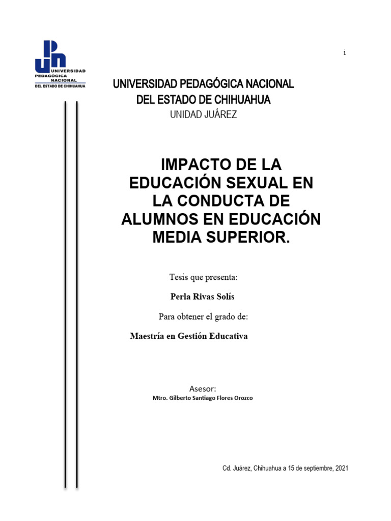 Tesis Perla Rivas Solís FINAL2 | PDF | Educación sexual | Control de la ...