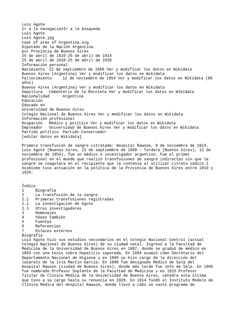 Luis Agote | PDF | Especialidades Medicas | Medicina