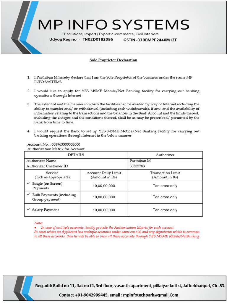 To Yes Bank For MSME | PDF | Banks | Online Banking